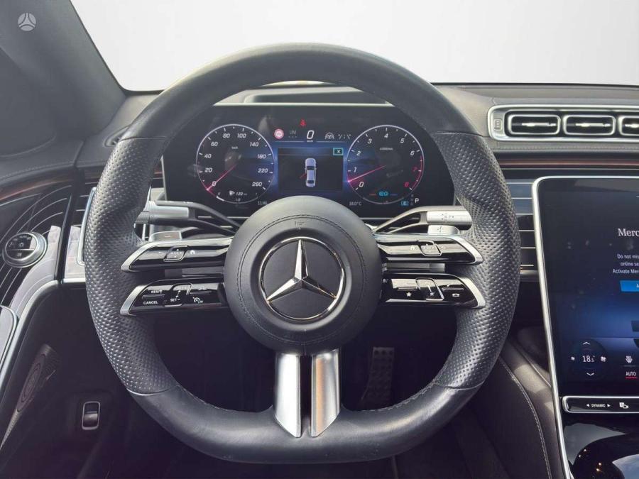 Black Mercedes-Benz S 500 2021 in Kaunas, with an engine capacity of 3.00 L and mileage of 132 thousand km for 74900 €, photo 13 on AUTOMOTO.COM.LV