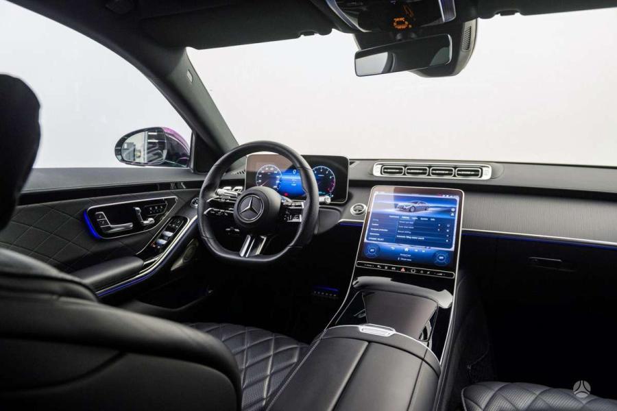 Black Mercedes-Benz S 500 2022 in Vilnius, with an engine capacity of 3.00 L and mileage of 53 thousand km for 79900 €, photo 9 on AUTOMOTO.COM.LV