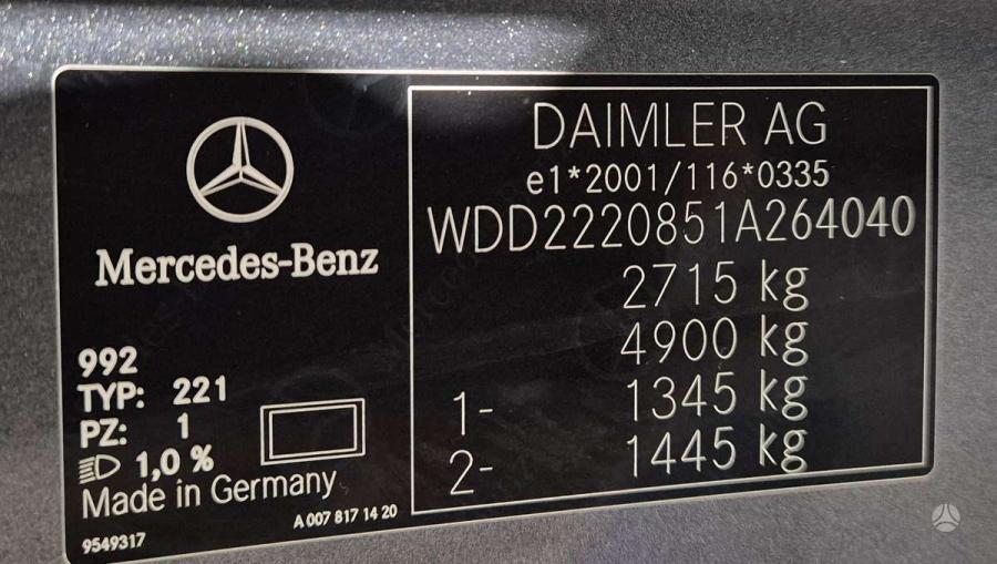 Pelēks Mercedes-Benz S 500 2016 Šauļi, ar dzinēja tilpumu 4.66 L un nobraukumu 157 tūkst. km par 33900 €, foto 33 vietnē AUTOMOTO.COM.LV