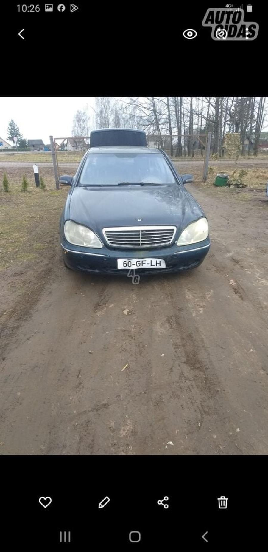 Mercedes-Benz S 500 2000 in Vilnius, with an engine capacity of 5.00 L and mileage of 265 thousand km for 1750 €, photo 4 on AUTOMOTO.COM.LV