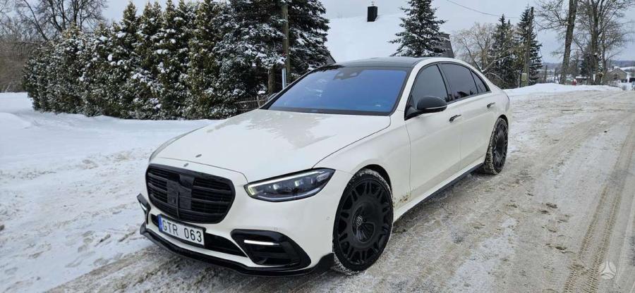 White Mercedes-Benz S 500 2022 in Vilnius, with an engine capacity of 3.00 L and mileage of 59 thousand km for 85000 €, photo 1 on AUTOMOTO.COM.LV