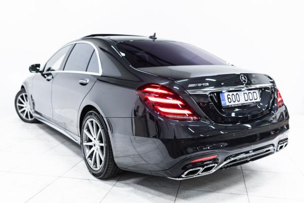 Black Mercedes-Benz s-63-amg 2018 in Tallinn, with an engine capacity of 4.00 L and mileage of 57 thousand km for 78000 €, photo 9 on AUTOMOTO.COM.LV