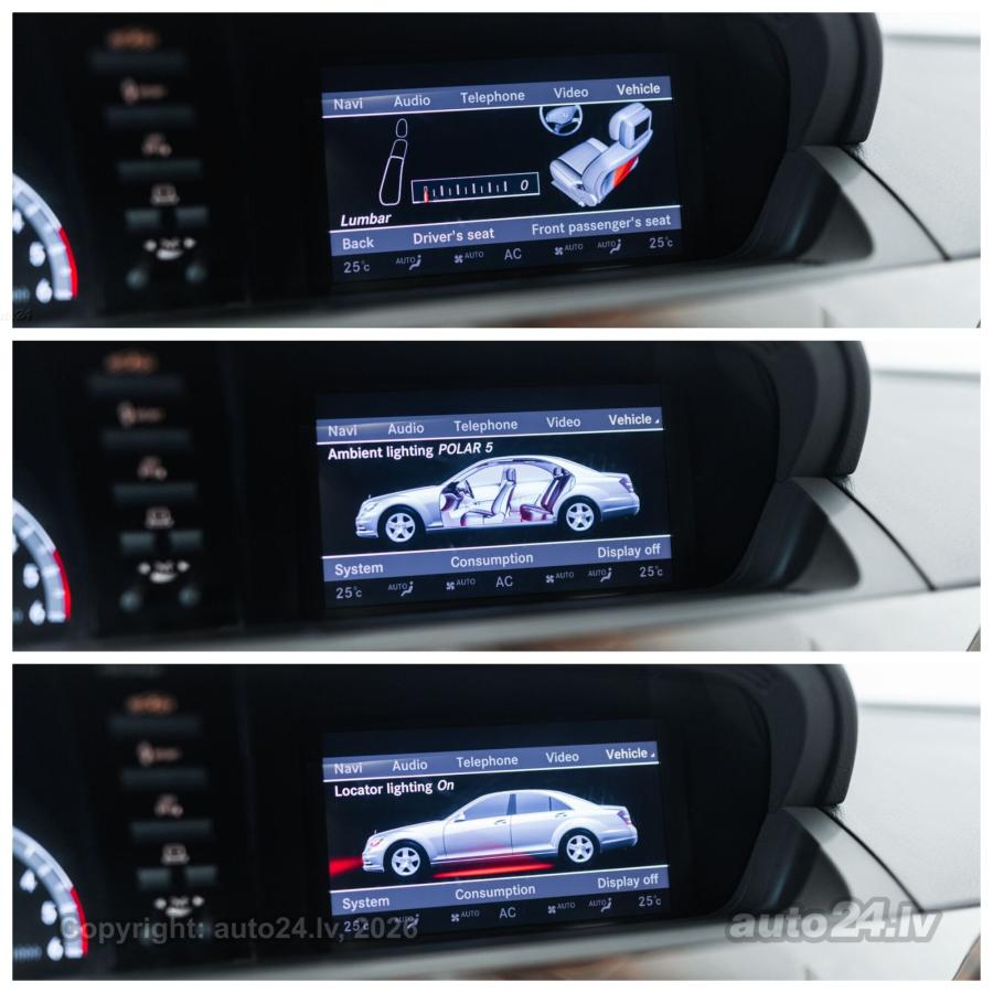 Black Mercedes-Benz S-Class 2012 in Tallinn, with an engine capacity of 3.00 L and mileage of 304 thousand km for 9990 €, photo 25 on AUTOMOTO.COM.LV