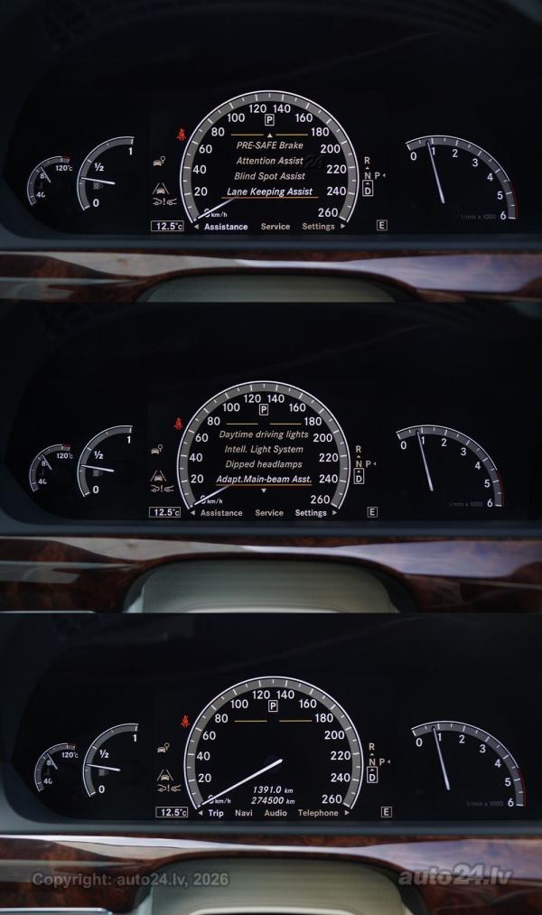 Black Mercedes-Benz S-Class 2013 in Tartu, with an engine capacity of 3.00 L and mileage of 276 thousand km for 15500 €, photo 6 on AUTOMOTO.COM.LV