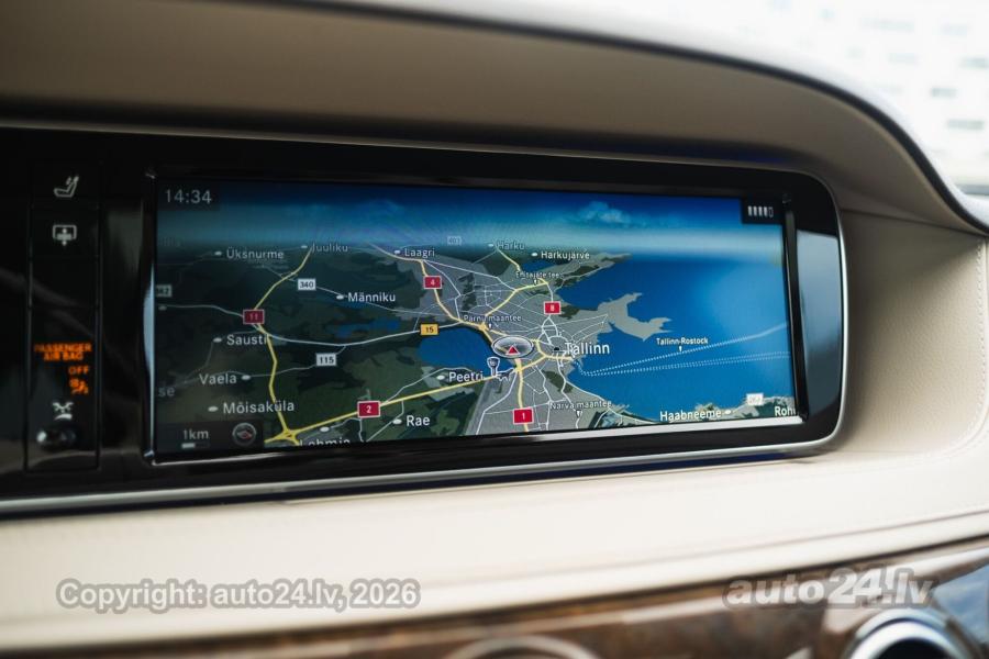 Black Mercedes-Benz S-Class 2015 in Narva, with an engine capacity of 3.00 L and mileage of 175 thousand km for 28000 €, photo 27 on AUTOMOTO.COM.LV