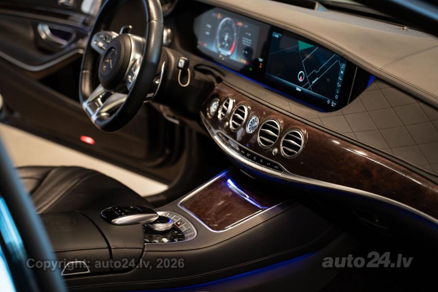 Black Mercedes-Benz S-Class 2018 in Tallinn, with an engine capacity of 4.00 L and mileage of 63 thousand km for 80000 €, photo 22 on AUTOMOTO.COM.LV