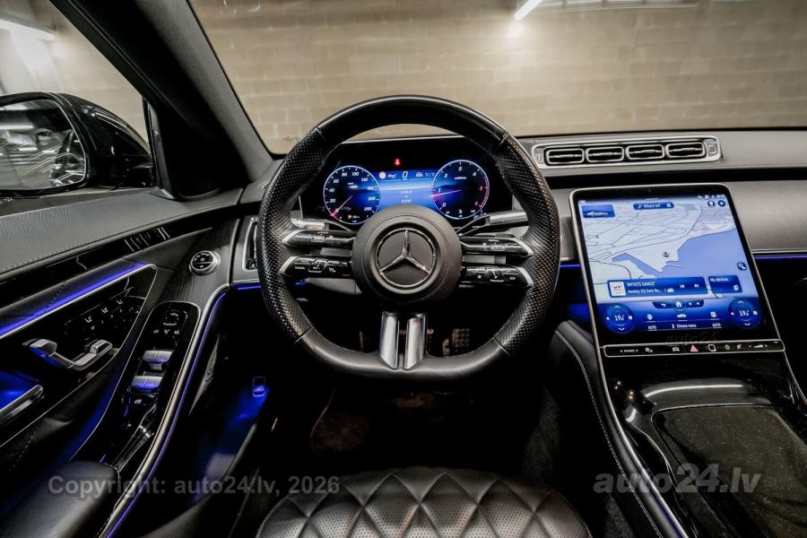 Black Mercedes-Benz S-Class 2023 in Tallinn, with an engine capacity of 2.90 L and mileage of 82 thousand km for 89990 €, photo 16 on AUTOMOTO.COM.LV