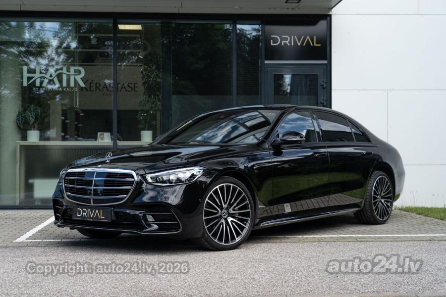 Black Mercedes-Benz S-Class 2025 in Tallinn, with an engine capacity of 3.00 L and mileage of 15 thousand km for 124900 €, photo 1 on AUTOMOTO.COM.LV