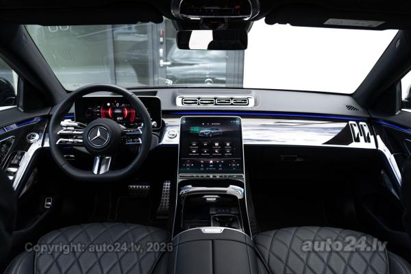 Black Mercedes-Benz S-Class 2025 in Tallinn, with an engine capacity of 3.00 L and mileage of 15 thousand km for 124900 €, photo 7 on AUTOMOTO.COM.LV