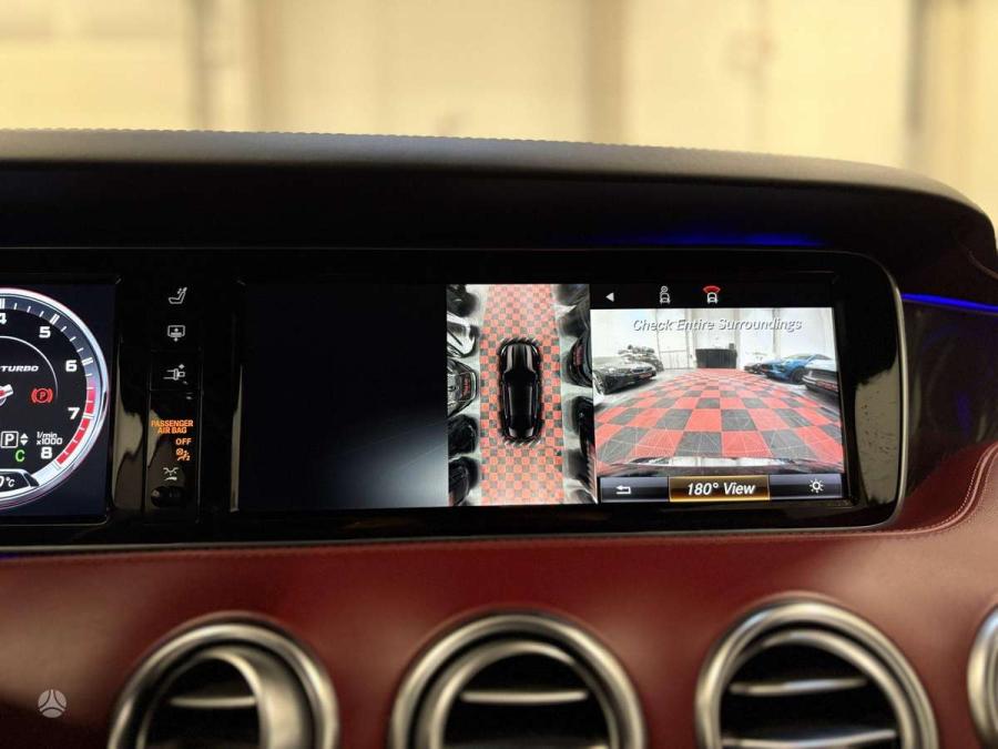 Black Mercedes-Benz S63 AMG 2015 in Vilnius, with an engine capacity of 5.46 L and mileage of 98 thousand km for 53990 €, photo 32 on AUTOMOTO.COM.LV