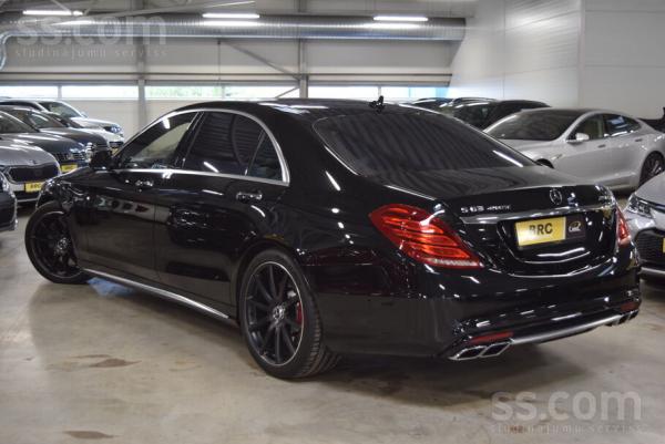 Black Mercedes-Benz S63 AMG 2015 in Riga, with an engine capacity of 5.50 L and mileage of 89 thousand km for 54900 €, photo 2 on AUTOMOTO.COM.LV