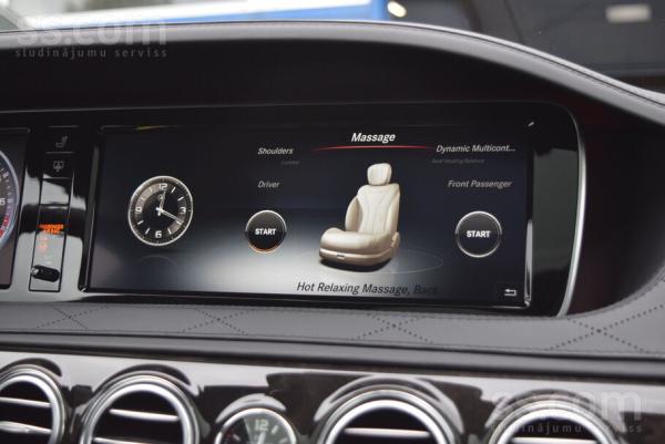 Black Mercedes-Benz S63 AMG 2015 in Riga, with an engine capacity of 5.50 L and mileage of 89 thousand km for 54900 €, photo 7 on AUTOMOTO.COM.LV