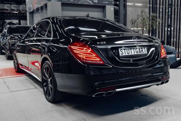 Black Mercedes-Benz S63 AMG 2015 in Riga, with an engine capacity of 5.50 L and mileage of 110 thousand km for 55000 €, photo 4 on AUTOMOTO.COM.LV