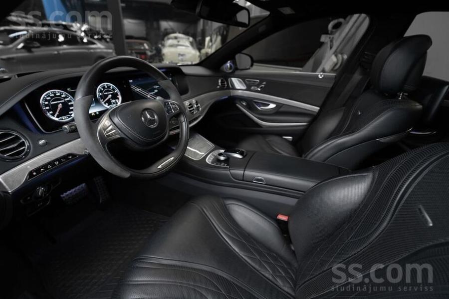 Melns Mercedes-Benz S63 AMG 2015 Rīga, ar dzinēja tilpumu 5.50 L un nobraukumu 110 tūkst. km par 55000 €, foto 16 vietnē AUTOMOTO.COM.LV
