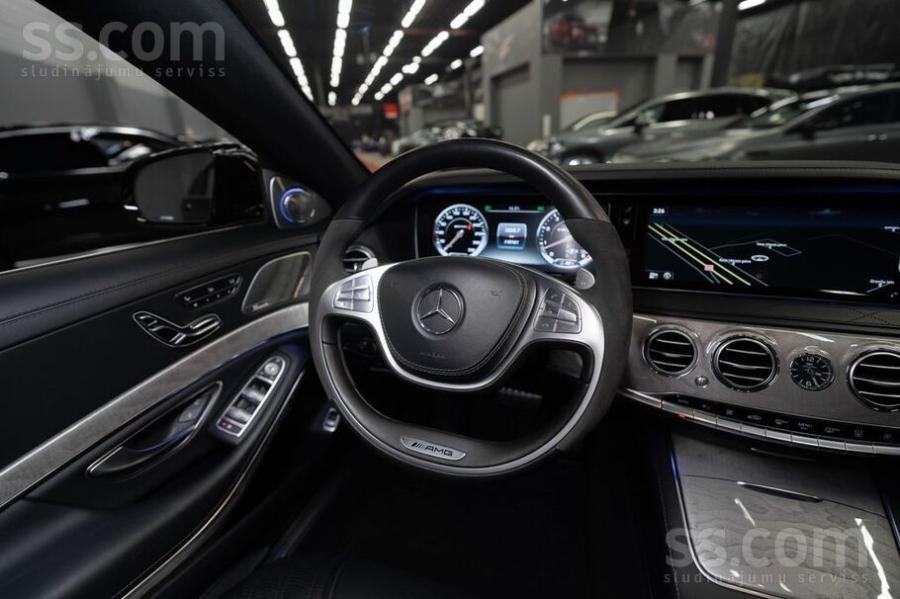 Melns Mercedes-Benz S63 AMG 2015 Rīga, ar dzinēja tilpumu 5.50 L un nobraukumu 110 tūkst. km par 55000 €, foto 18 vietnē AUTOMOTO.COM.LV