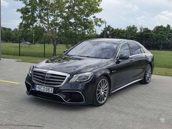 Black Mercedes-Benz S63 AMG 2015 in Kaunas, with an engine capacity of 5.50 L and mileage of 144 thousand km for 41000 €, photo 1 on AUTOMOTO.COM.LV