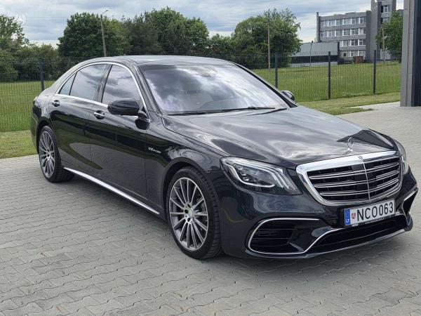 Black Mercedes-Benz S63 AMG 2015 in Kaunas, with an engine capacity of 5.50 L and mileage of 144 thousand km for 41000 €, photo 4 on AUTOMOTO.COM.LV