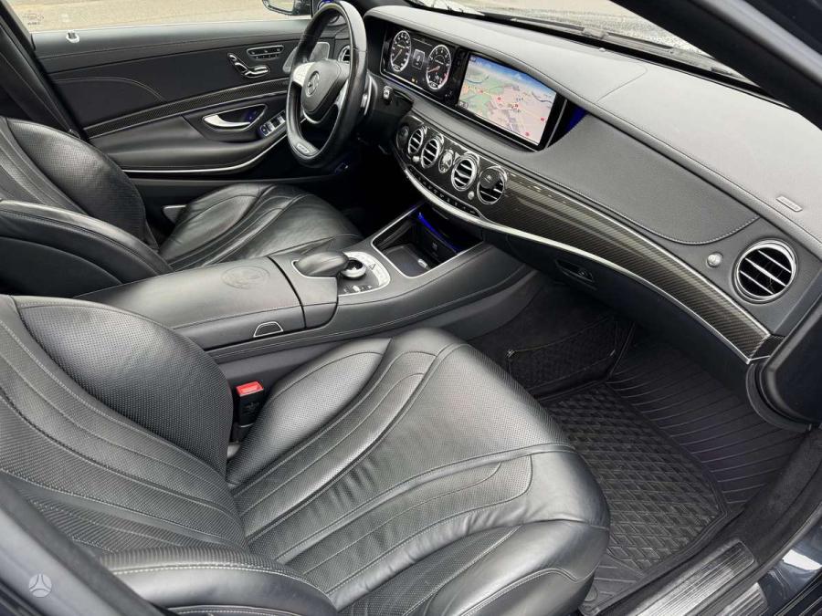 Blue Mercedes-Benz S63 AMG 2014 in Vilnius, with an engine capacity of 5.46 L and mileage of 110 thousand km for 42000 €, photo 15 on AUTOMOTO.COM.LV