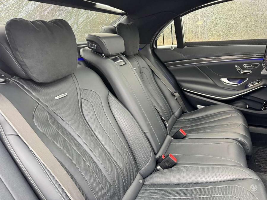 Blue Mercedes-Benz S63 AMG 2014 in Vilnius, with an engine capacity of 5.46 L and mileage of 110 thousand km for 42000 €, photo 16 on AUTOMOTO.COM.LV