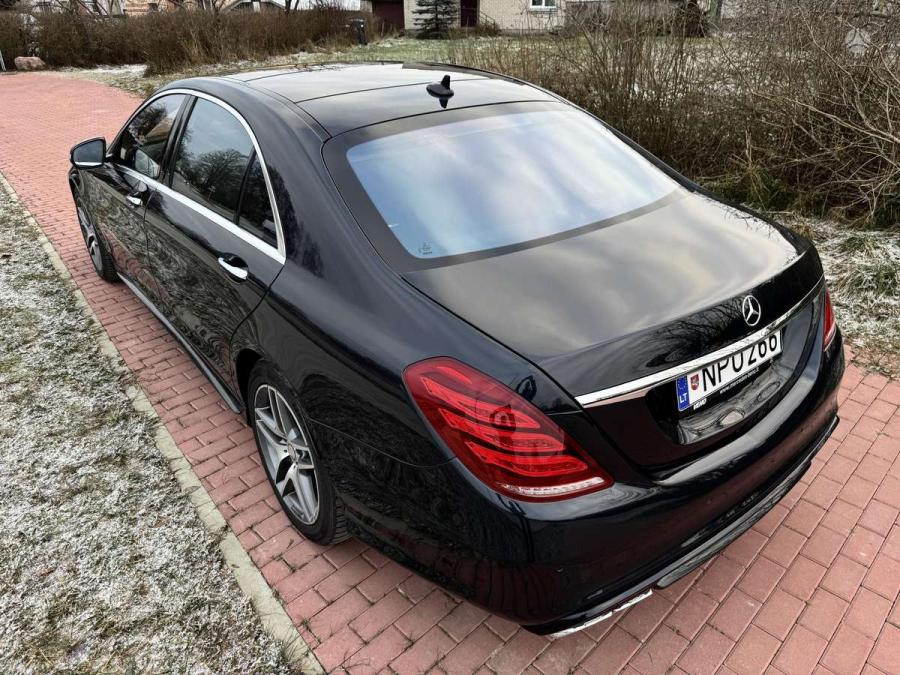 Blue Mercedes-Benz S63 AMG 2014 in Vilnius, with an engine capacity of 5.46 L and mileage of 110 thousand km for 36990 €, photo 6 on AUTOMOTO.COM.LV