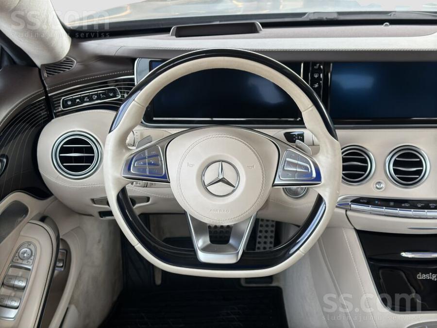 Grey Mercedes-Benz S63 AMG 2015 in Riga, with an engine capacity of 5.50 L and mileage of 60 thousand km for 73900 €, photo 9 on AUTOMOTO.COM.LV