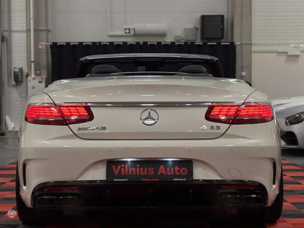 White Mercedes-Benz S63 AMG 2019 in Vilnius, with an engine capacity of 3.98 L and mileage of 62 thousand km for 99999 €, photo 5 on AUTOMOTO.COM.LV