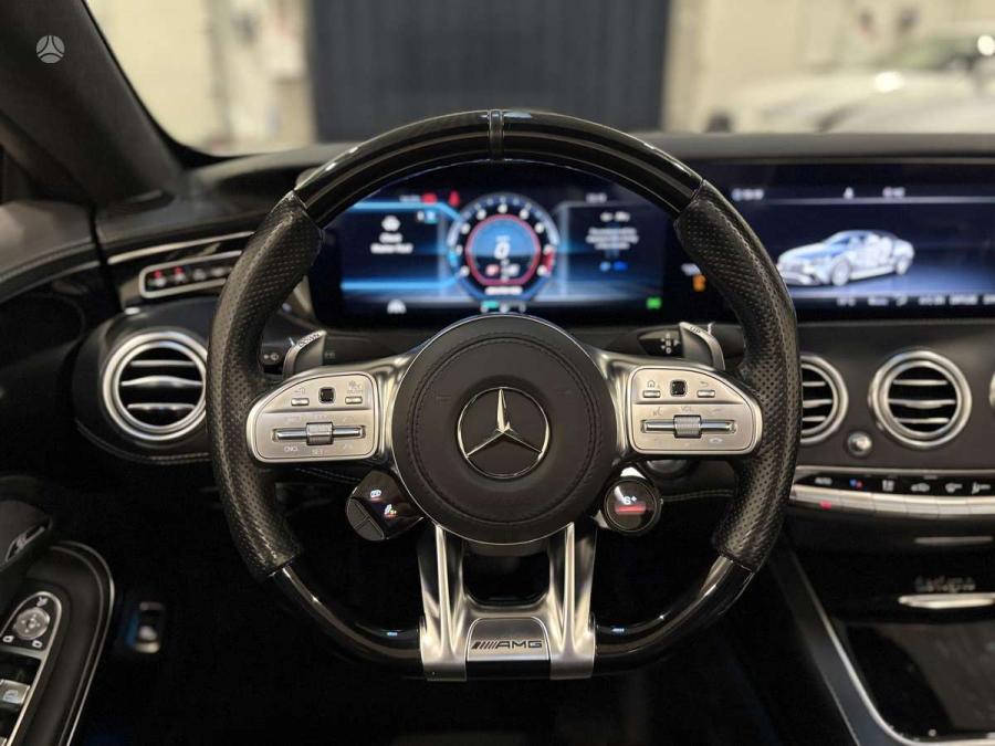 White Mercedes-Benz S63 AMG 2019 in Vilnius, with an engine capacity of 3.98 L and mileage of 62 thousand km for 99999 €, photo 21 on AUTOMOTO.COM.LV