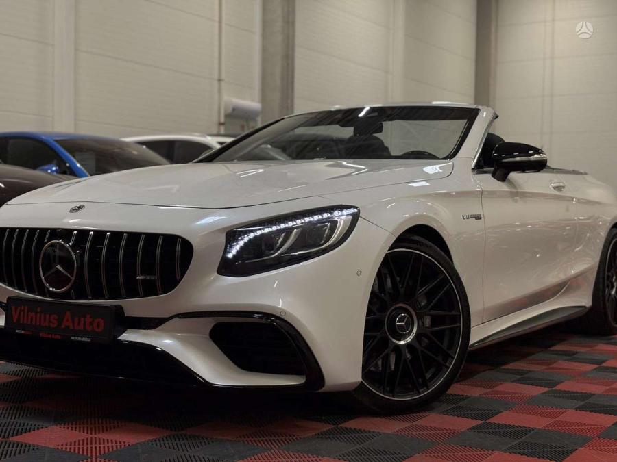 White Mercedes-Benz S63 AMG 2019 in Vilnius, with an engine capacity of 3.98 L and mileage of 66 thousand km for 89630 €, photo 8 on AUTOMOTO.COM.LV