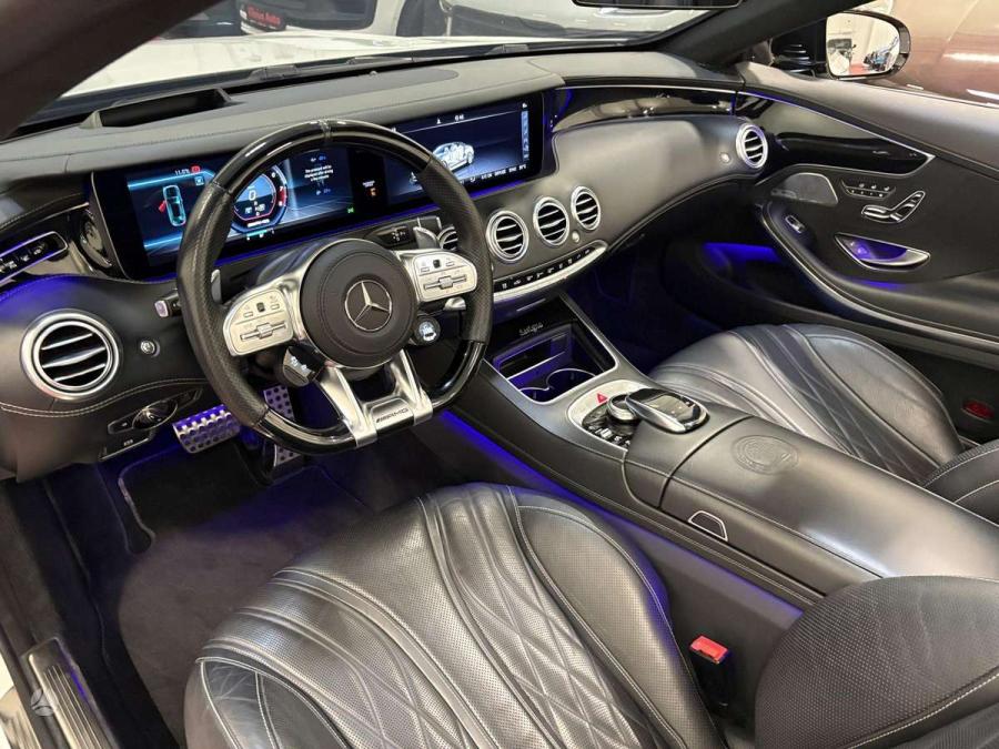 White Mercedes-Benz S63 AMG 2019 in Vilnius, with an engine capacity of 3.98 L and mileage of 66 thousand km for 89630 €, photo 13 on AUTOMOTO.COM.LV