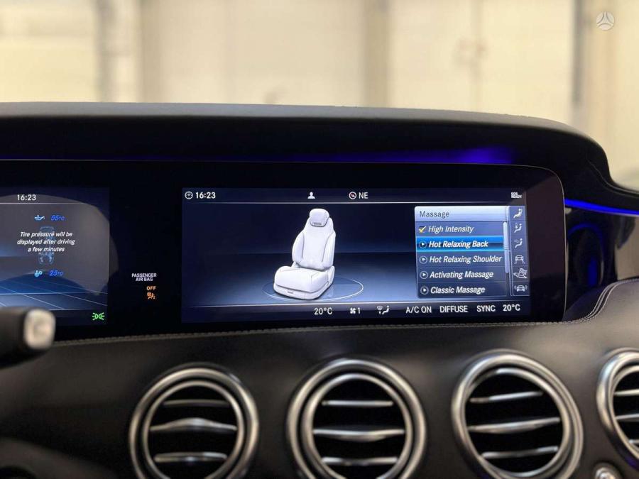 White Mercedes-Benz S63 AMG 2019 in Vilnius, with an engine capacity of 3.98 L and mileage of 66 thousand km for 89630 €, photo 28 on AUTOMOTO.COM.LV