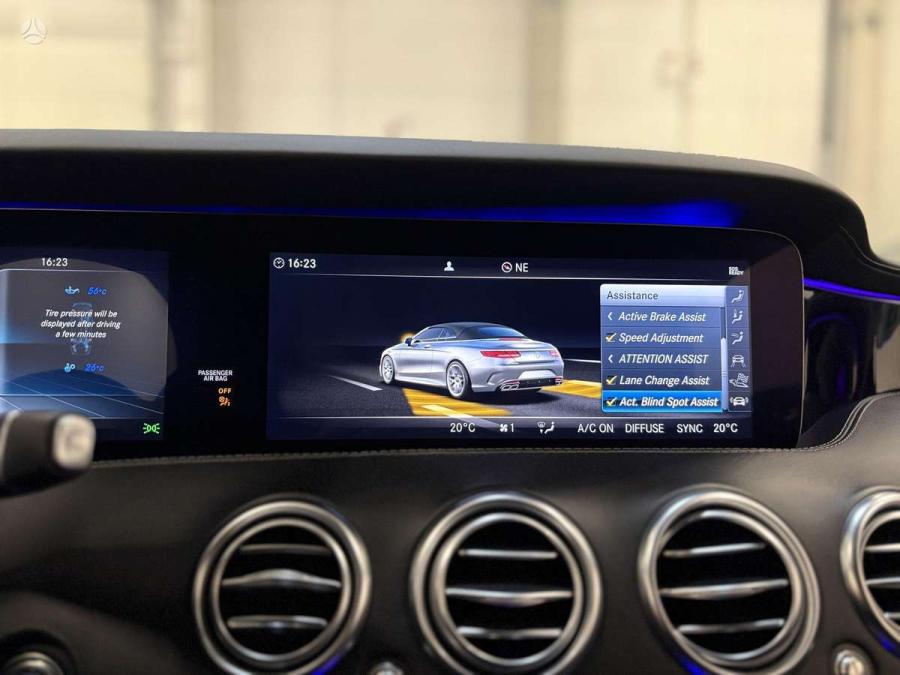 White Mercedes-Benz S63 AMG 2019 in Vilnius, with an engine capacity of 3.98 L and mileage of 66 thousand km for 89630 €, photo 30 on AUTOMOTO.COM.LV