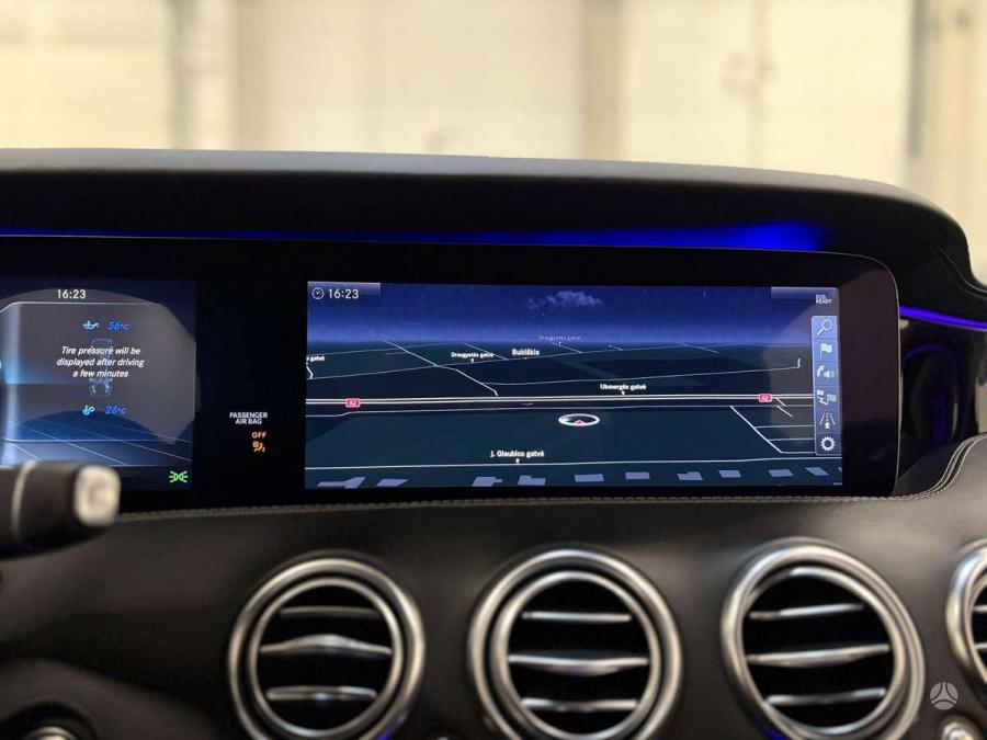 White Mercedes-Benz S63 AMG 2019 in Vilnius, with an engine capacity of 3.98 L and mileage of 66 thousand km for 89630 €, photo 31 on AUTOMOTO.COM.LV