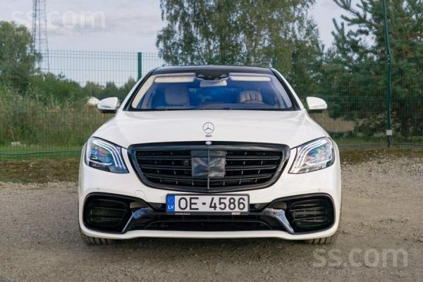 White Mercedes-Benz S63 AMG 2016 in Riga, with an engine capacity of 5.50 L and mileage of 0 thousand km for 33990 €, photo 2 on AUTOMOTO.COM.LV