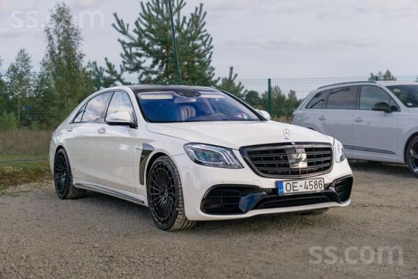 White Mercedes-Benz S63 AMG 2016 in Riga, with an engine capacity of 5.50 L and mileage of 0 thousand km for 33990 €, photo 4 on AUTOMOTO.COM.LV