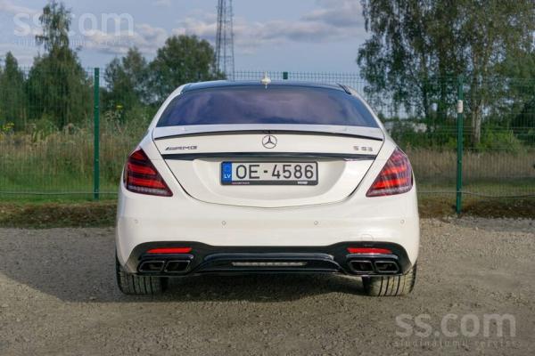 White Mercedes-Benz S63 AMG 2016 in Riga, with an engine capacity of 5.50 L and mileage of 0 thousand km for 33990 €, photo 7 on AUTOMOTO.COM.LV