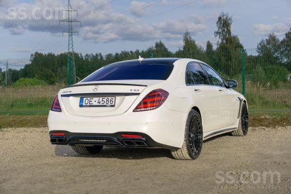 White Mercedes-Benz S63 AMG 2016 in Riga, with an engine capacity of 5.50 L and mileage of 0 thousand km for 33990 €, photo 8 on AUTOMOTO.COM.LV