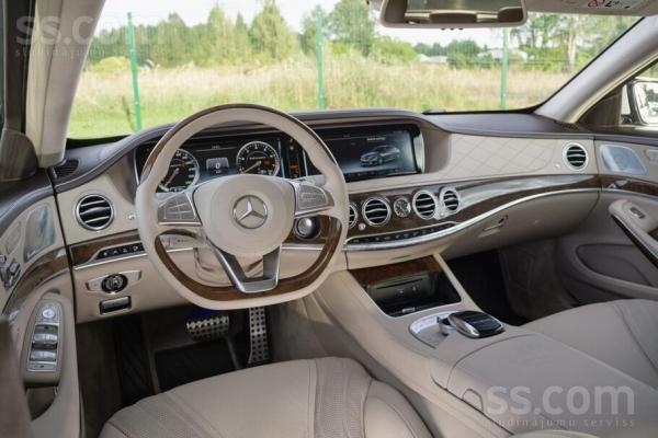 White Mercedes-Benz S63 AMG 2016 in Riga, with an engine capacity of 5.50 L and mileage of 0 thousand km for 33990 €, photo 10 on AUTOMOTO.COM.LV