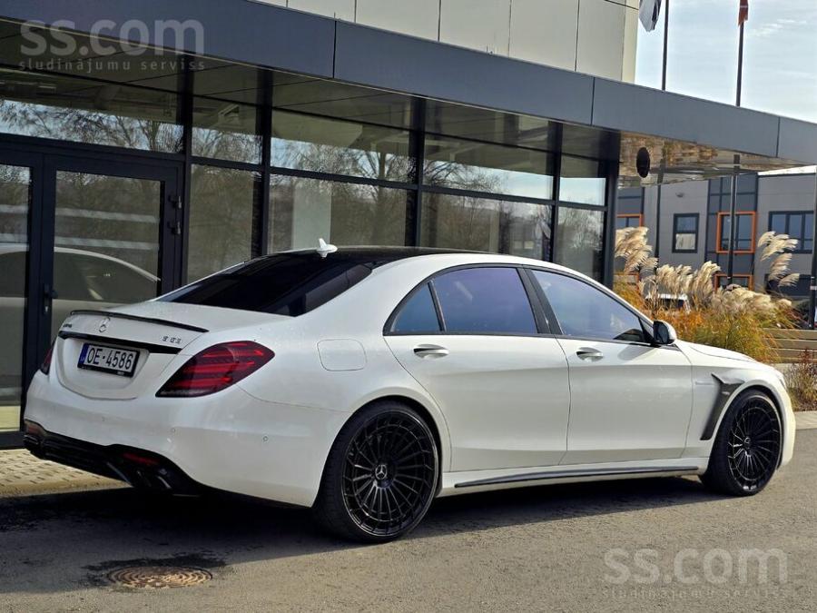 White Mercedes-Benz S63 AMG 2016 in Riga, with an engine capacity of 5.50 L and mileage of 0 thousand km for 35000 €, photo 3 on AUTOMOTO.COM.LV