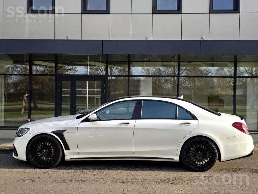 White Mercedes-Benz S63 AMG 2016 in Riga, with an engine capacity of 5.50 L and mileage of 0 thousand km for 35000 €, photo 4 on AUTOMOTO.COM.LV