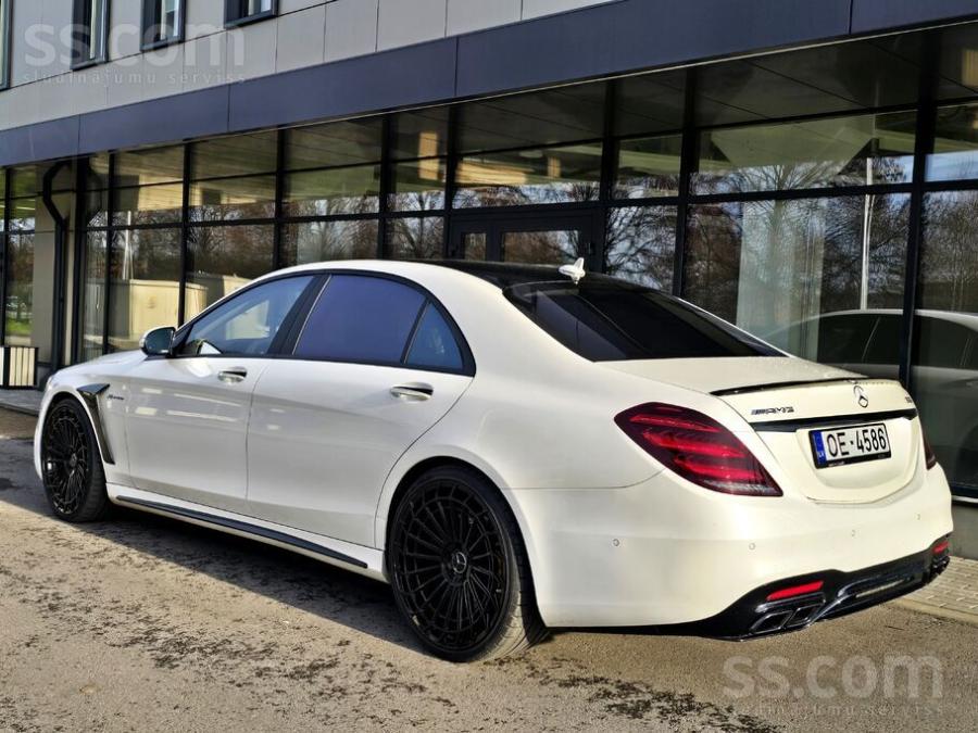 White Mercedes-Benz S63 AMG 2016 in Riga, with an engine capacity of 5.50 L and mileage of 0 thousand km for 35000 €, photo 6 on AUTOMOTO.COM.LV