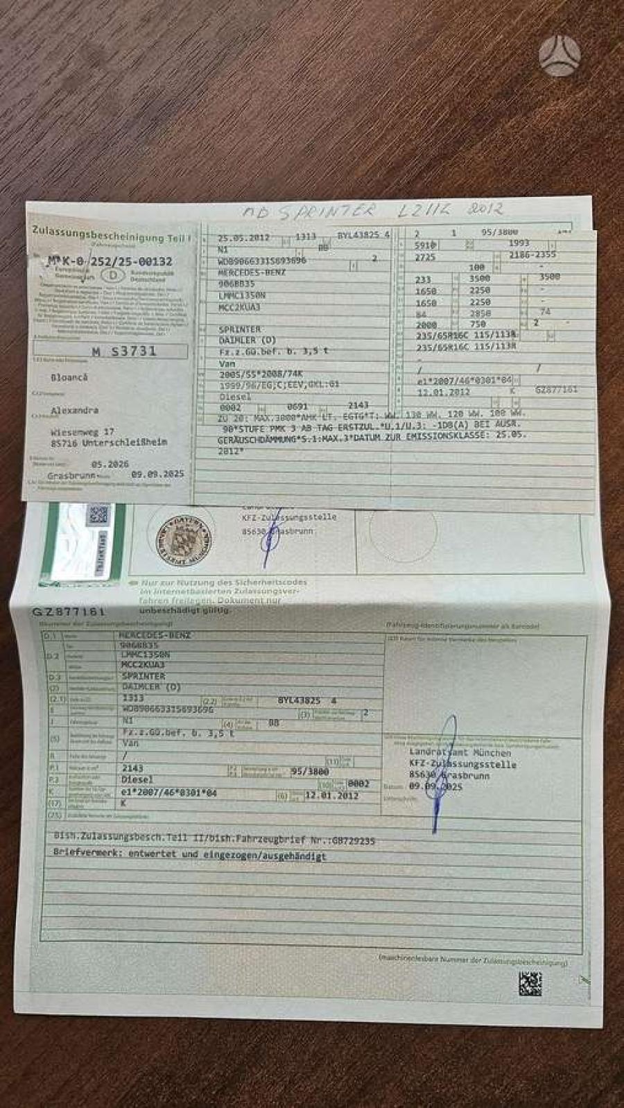 Синий Мерседес Спринтер 2012 в Мариямполе, объемом двигателя 2.14 л и пробегом 589 тыс. км за 4900 €, фото 21 на AUTOMOTO.COM.LV
