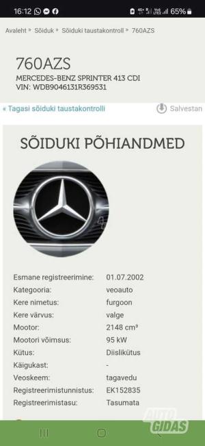 Mercedes-Benz Sprinter 2002 in Panevezys, with an engine capacity of 2.10 L and mileage of 361 thousand km for 1200 €, photo 3 on AUTOMOTO.COM.LV