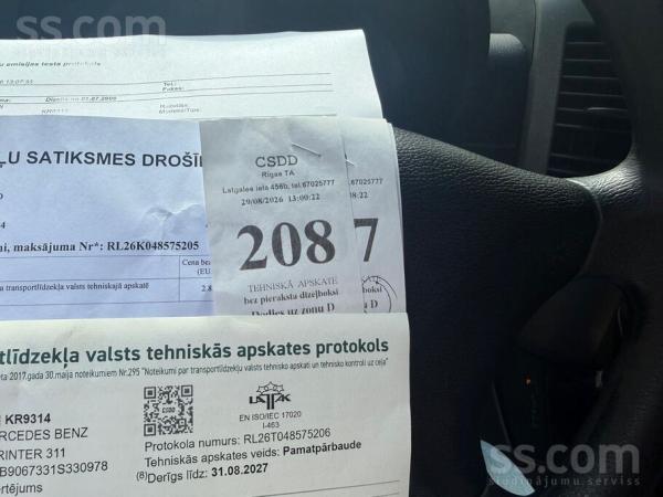 White Mercedes-Benz Sprinter 2008 in Riga, with an engine capacity of 2.20 L and mileage of 441 thousand km for 5700 €, photo 10 on AUTOMOTO.COM.LV