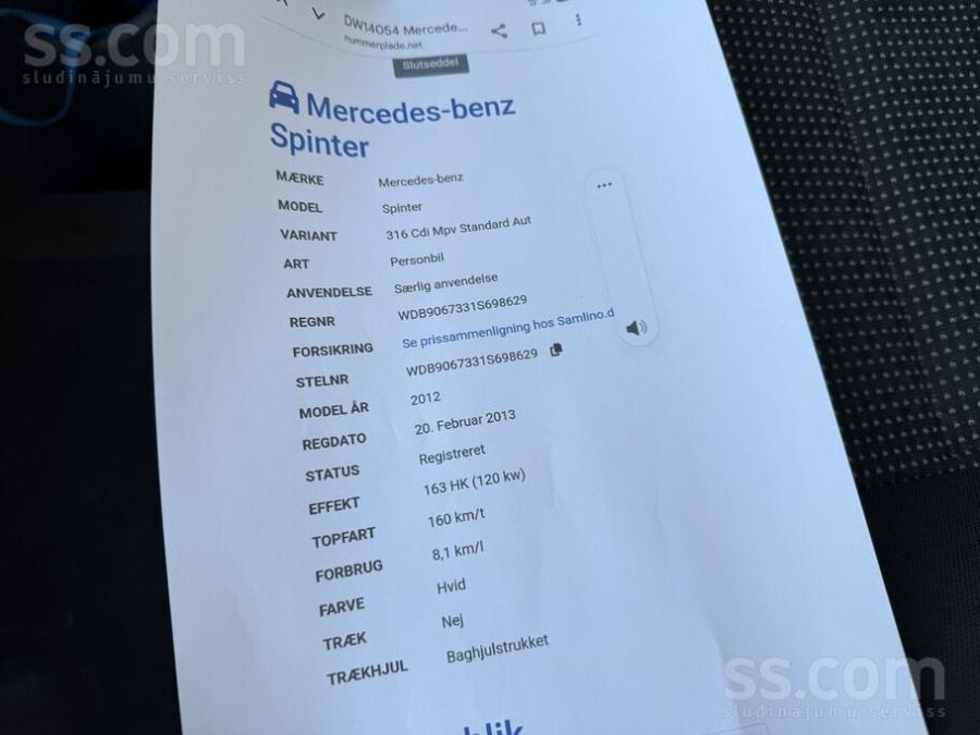 Balts Mercedes-Benz Sprinter 2012 Jelgava, ar dzinēja tilpumu 2.20 L un nobraukumu 167 tūkst. km par 14900 €, foto 19 vietnē AUTOMOTO.COM.LV