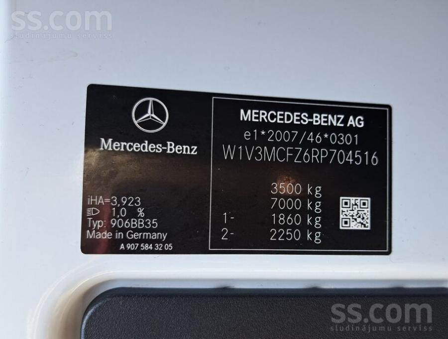 White Mercedes-Benz Sprinter 2024 in Riga, with an engine capacity of 2.00 L and mileage of 0 thousand km for 42955 €, photo 33 on AUTOMOTO.COM.LV