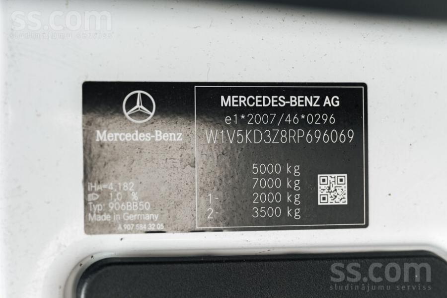 White Mercedes-Benz Sprinter 2024 in Riga, with an engine capacity of 2.00 L and mileage of 60 thousand km for 79900 €, photo 32 on AUTOMOTO.COM.LV