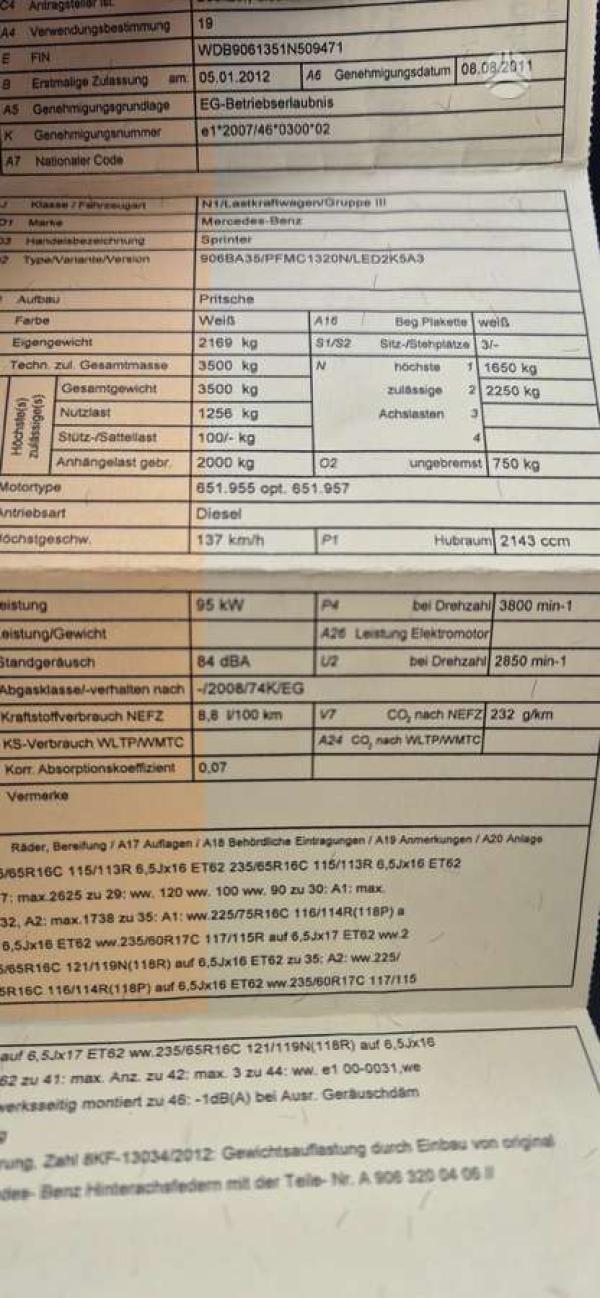 Белый Мерседес Спринтер 2012 в Мариямполе, объемом двигателя 2.20 л и пробегом 212 тыс. км за 12550 €, фото 5 на AUTOMOTO.COM.LV