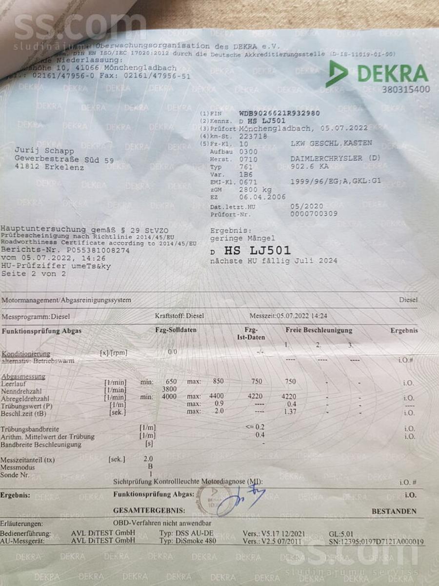 Balts Mercedes-Benz Sprinter 2006 Ogre, ar dzinēja tilpumu 2.20 L un nobraukumu 233 tūkst. km par 8700 €, foto 17 vietnē AUTOMOTO.COM.LV