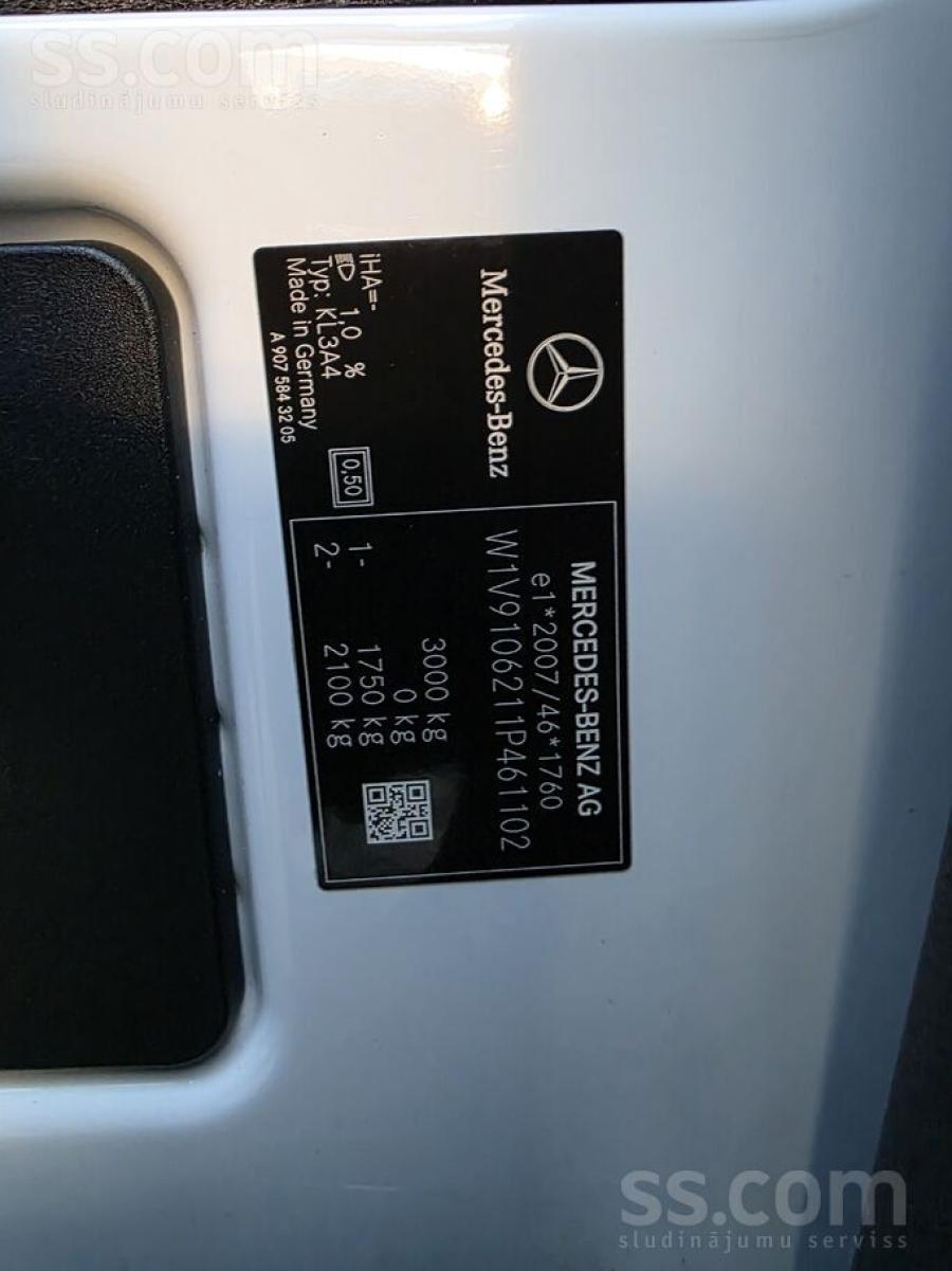 White Mercedes-Benz Sprinter 2022 in Riga, with an engine capacity of 2.00 L and mileage of 213 thousand km for 17750 €, photo 15 on AUTOMOTO.COM.LV
