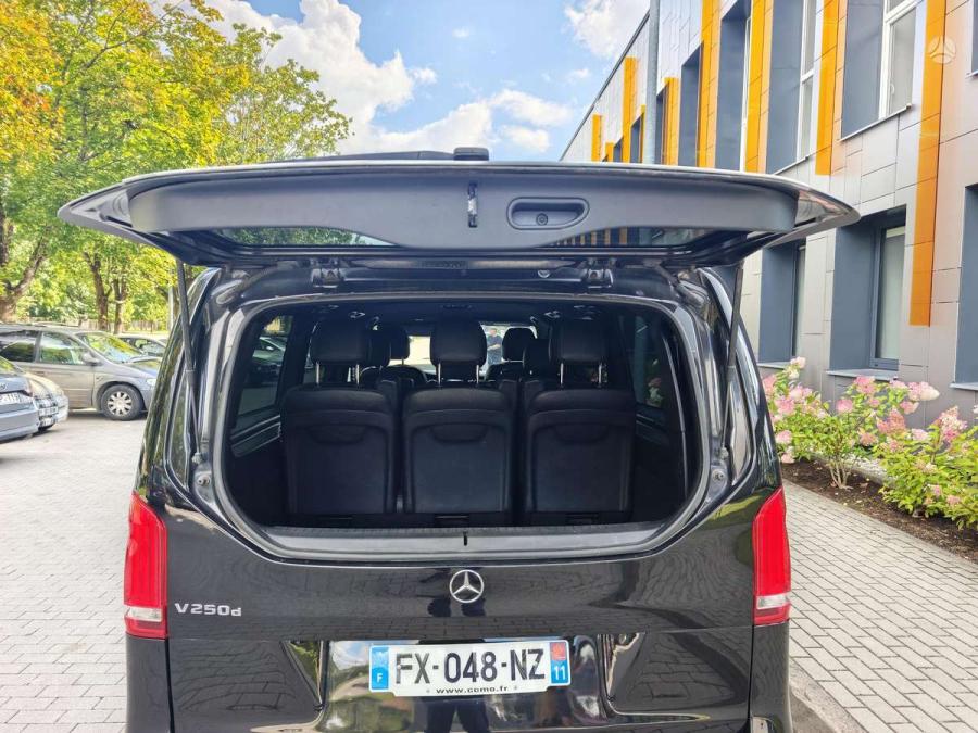 Black Mercedes-Benz V 250 2019 in Taurage, with an engine capacity of 2.00 L and mileage of 350 thousand km for 25400 €, photo 19 on AUTOMOTO.COM.LV